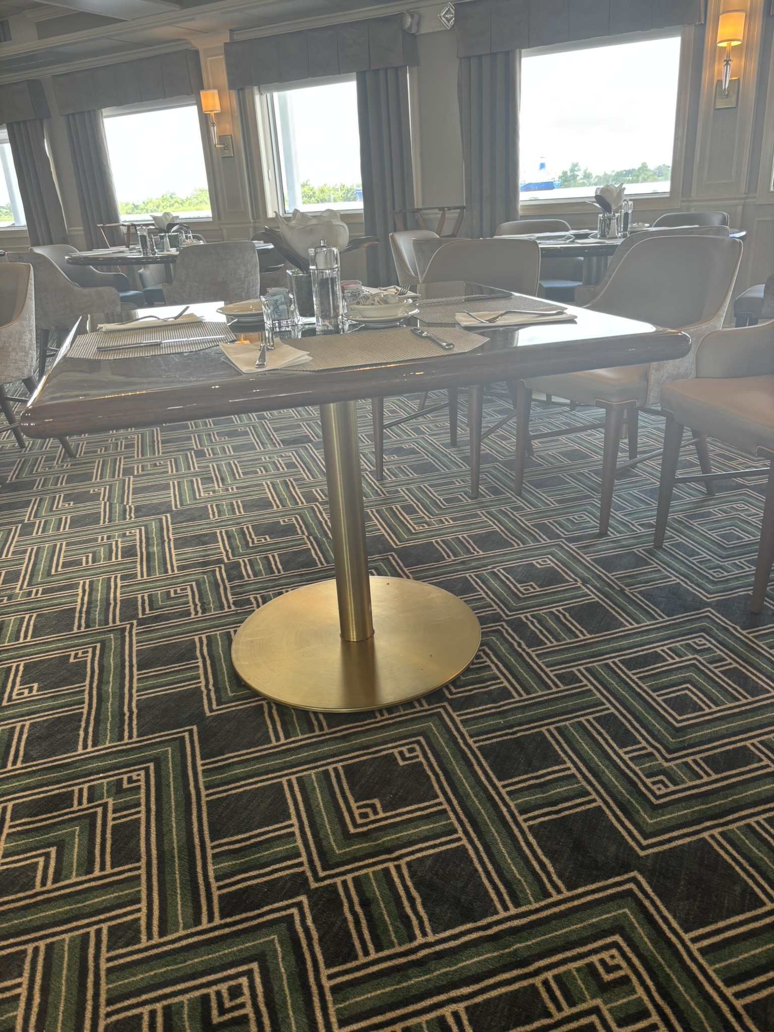 42 x 42″ 4-Top Square Dining Table with a Brass Base – American ...